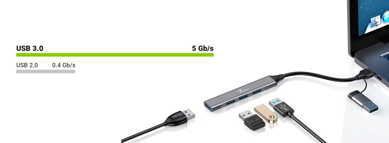 Enhance Your Device's Connectivity With Techie 4-in-2 USB/Type-C Hub ...