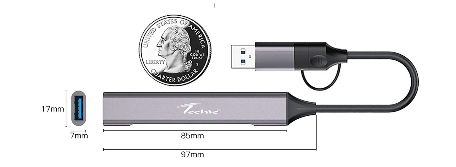 Enhance Your Device's Connectivity With Techie 4-in-2 USB/Type-C Hub ...