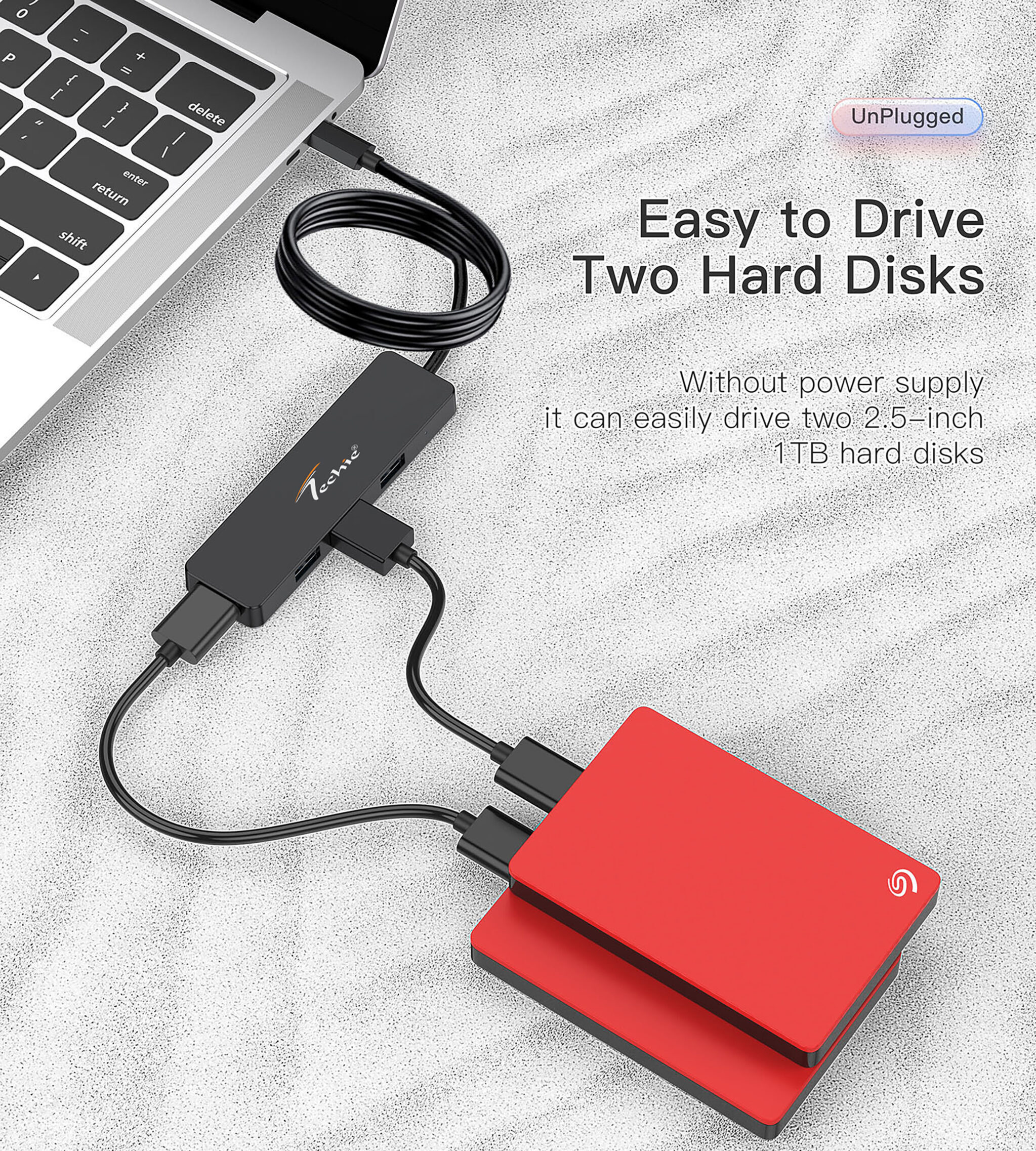 Maximize Connectivity With Techie USB/Type-C Hub – 4 X USB 3.0 Ports ...
